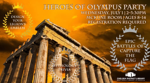 July 1: Heroes of Olympus party at the Chelsea Library - Chelsea Update ...