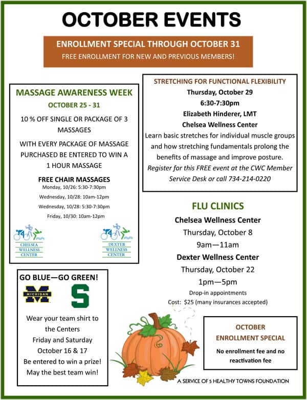 October events at the Chelsea Wellness Center - Chelsea Update: Chelsea ...