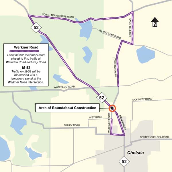 Detour map for the Werkner Road closure on Monday - Chelsea Update ...