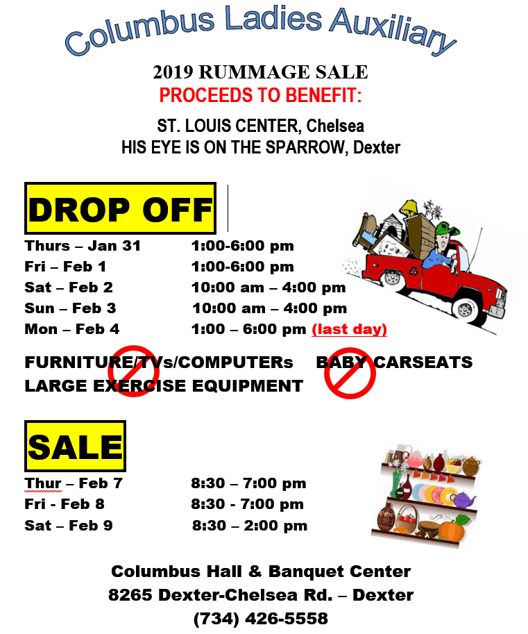 Columbus Ladies Auxiliary looking for rummage sale donations - Chelsea ...