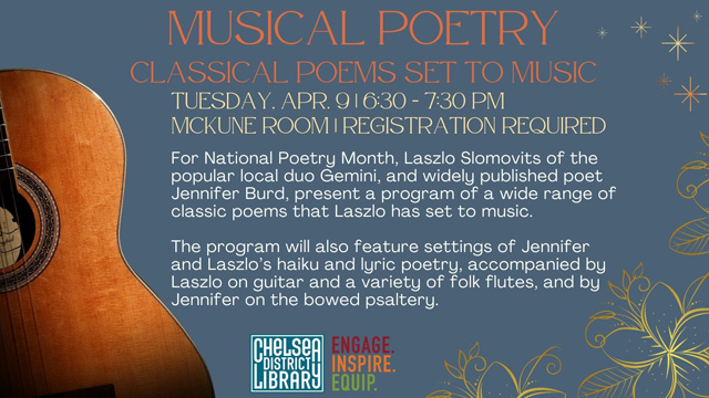 April 9: Musical Poetry at Chelsea District Library - Chelsea Update ...